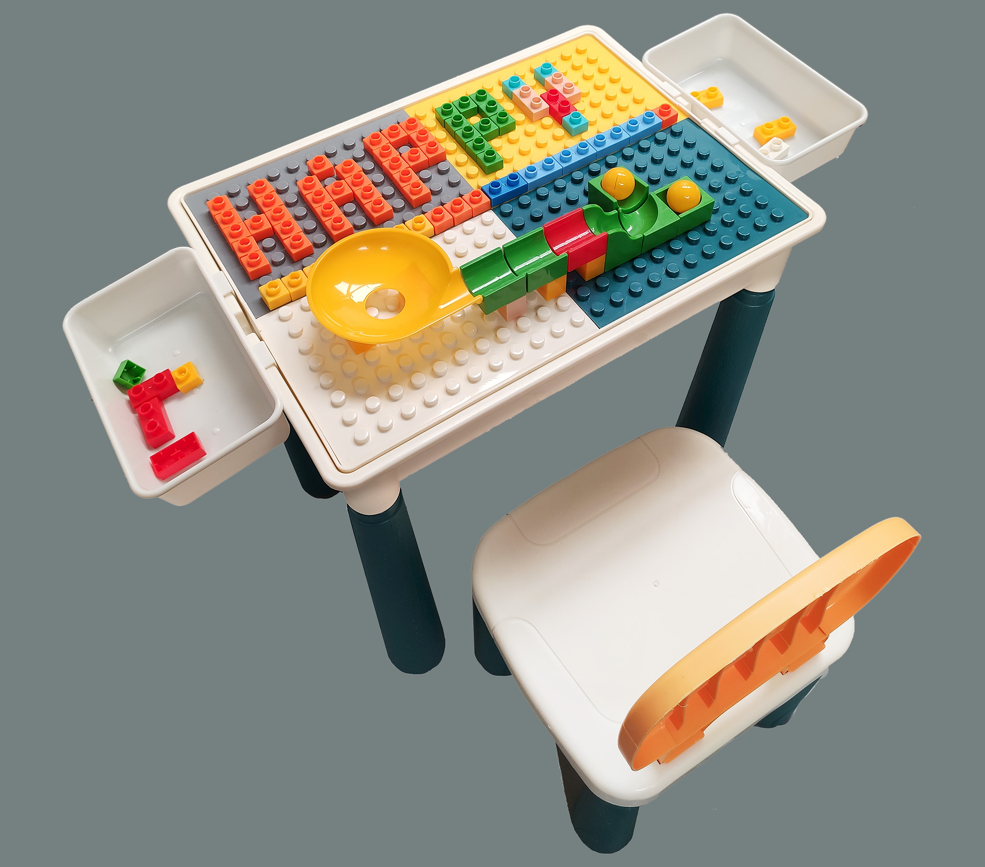 Multi-Activity Table with 1 Chair and 90 Pieces Blocks, Compatible With ...